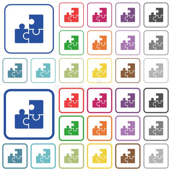 Puzzles Outlined Flat Color Icons Stock Vector - Illustration of ...