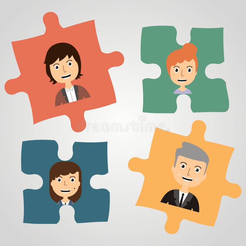 Puzzles with People. Concept Communication Stock Vector - Illustration ...