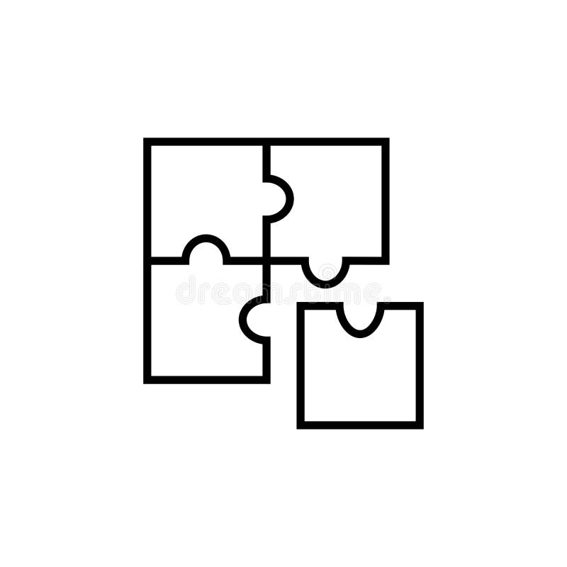 Puzzles Linear Drawing Vector. Pieces Of Puzzle Outline Vector. Stock ...