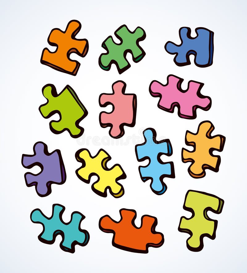Puzzles. Vector drawing stock vector. Illustration of decision - 78693196