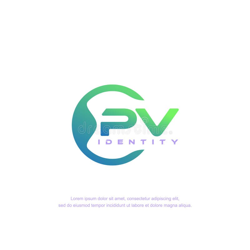 PV Initial Letter Circular Line Logo Template Vector with Gradient ...