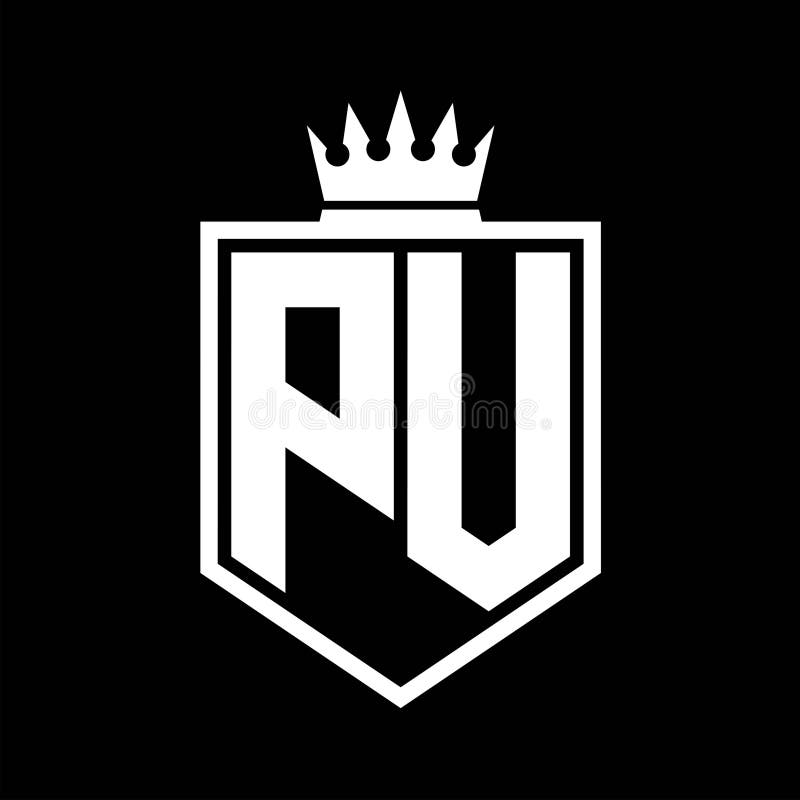 PV Logo Monogram Bold Shield Geometric Shape with Crown Outline Black ...