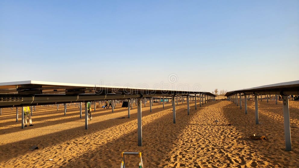 PV Module Tracker System with Installed Modules Stock Image - Image of ...