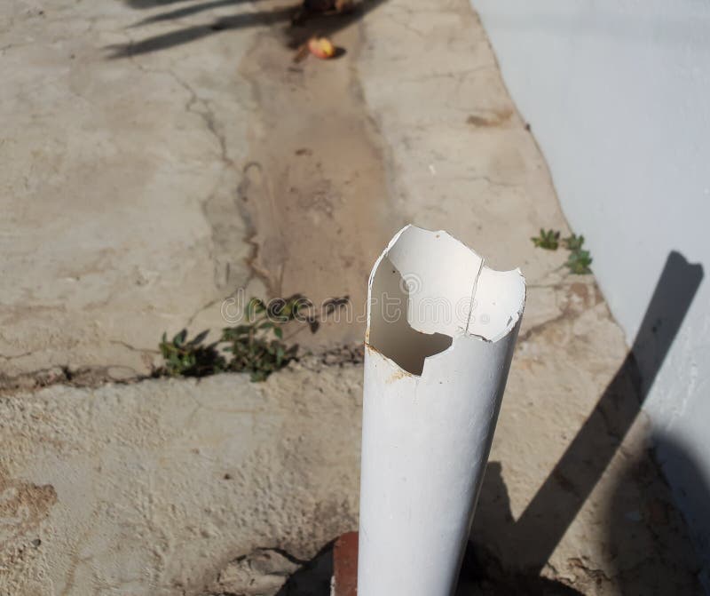 Pvc Drainage Pipe Connected Outside Shattered and Broken Stock Image ...