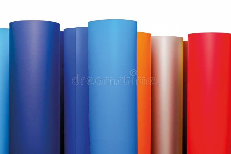 PVC Film in Rolls of Different Colors. Film As Material for Advertising ...