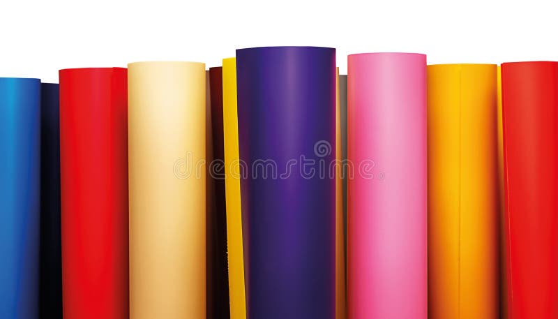 PVC Film in Rolls of Different Colors. Film As Material for Advertising ...
