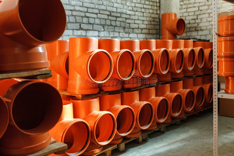 PVC Fitting in the Warehouse - a Draining Tee Revision Pipe Stock Photo ...