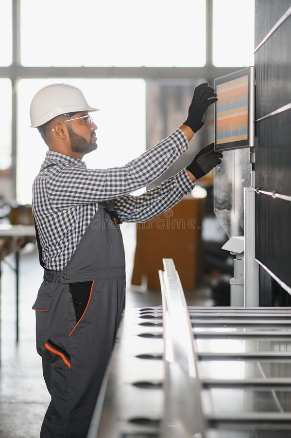 PVC Industry Worker or Operator Making Frames for Windows and Doors ...