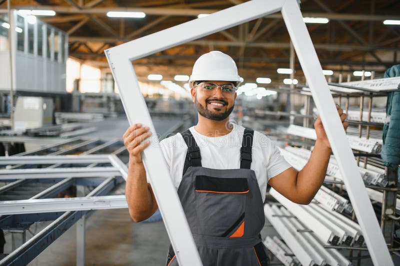 PVC Industry Worker or Operator Making Frames for Windows and Doors ...