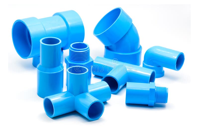 PVC Pipe Connections and Pipe Clip Isolated Stock Photo - Image of ...