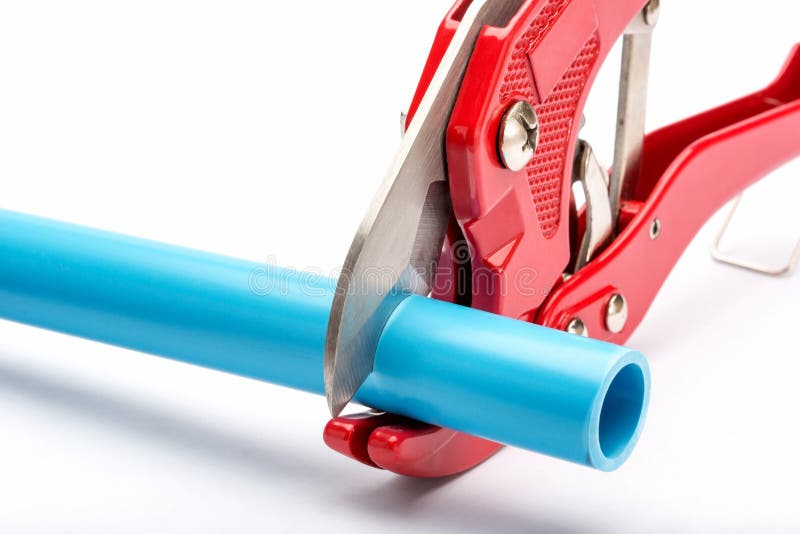 PVC pipe cutting close up stock photo. Image of manufacturing - 59558186