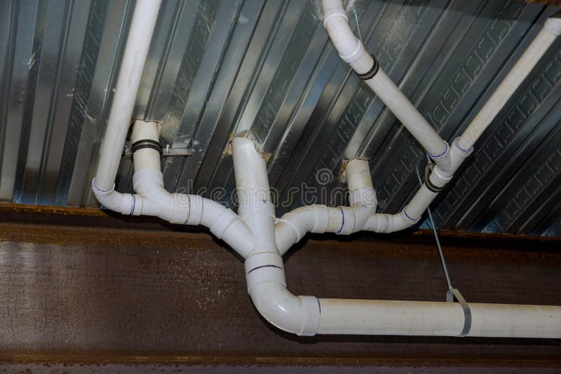 Pvc Pipe Drain System Rough Completed in Big Apartment Complex Stock ...
