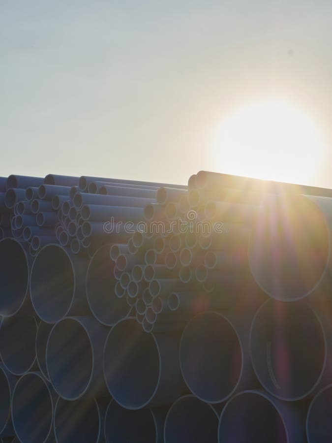 PVC pipe and evening light stock image. Image of beautiful - 174668069