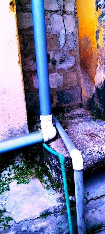 Pvc pipe laid on wall stock image. Image of joint, renovation - 298509783