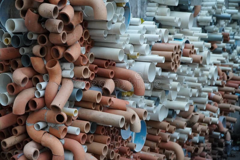 Pvc Pipe on the Wall, Variety in Length Stock Image - Image of indoor ...