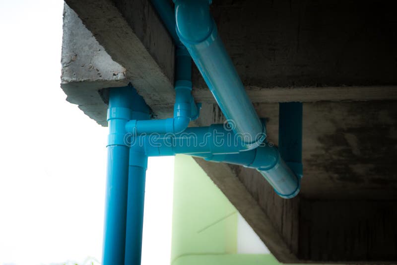 Pvc pipe in water systems stock photo. Image of blue - 96227022