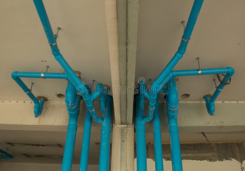 PVC pipeline suspension. stock photo. Image of replace - 93222198