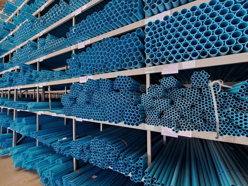 Pvc Pipes Background.Stacked Plastic Pipes in a Warehouse Stock Image - Image of round, color ...