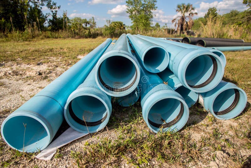 PVC Pipes at Construction Site Stock Photo - Image of florida, clouds ...