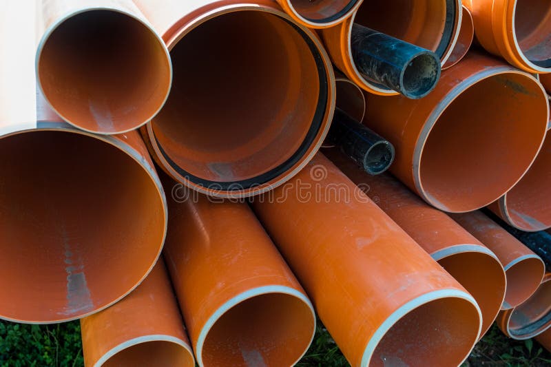 Pvc Pipes on a Construction Site. Stock Image - Image of pile, plumber ...