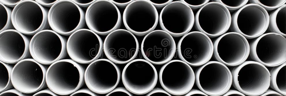 Stacked PVC Pipes Arranged in a Triangular Formation with a White Upper ...