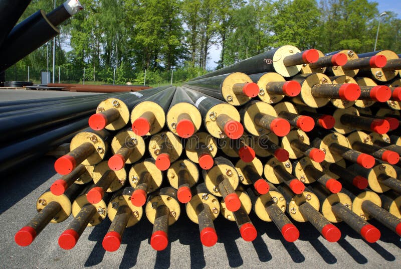 PVC Pipes Stacked in Construction Site Stock Image - Image of round ...