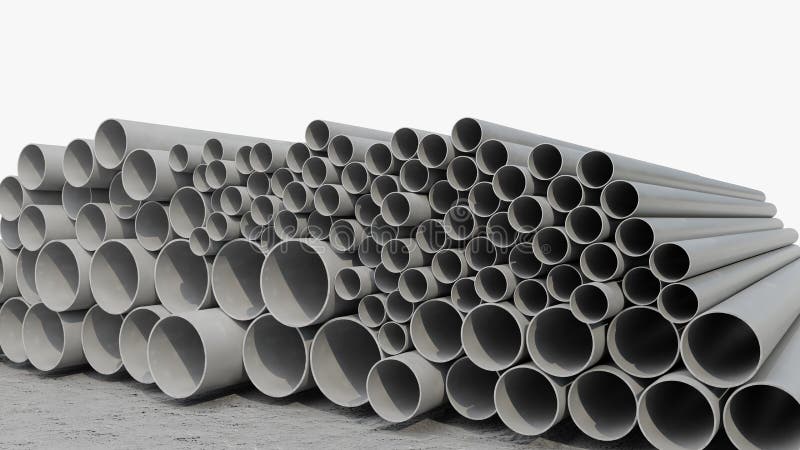 PVC Pipes Stacking on Ground in Construction Site, 3D Rendering Stock ...