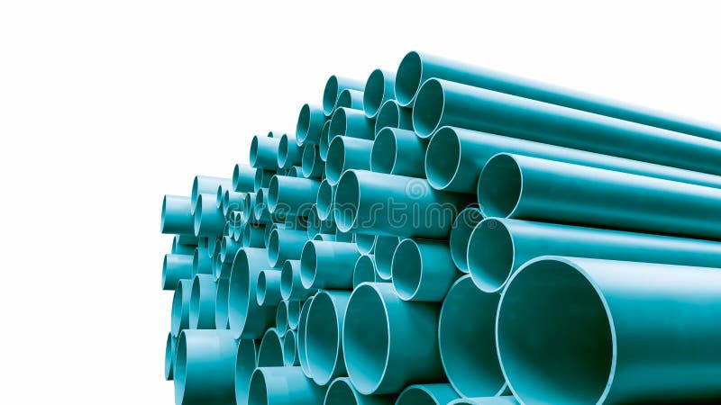 PVC Pipes Stacking on Ground in Construction Site, 3D Rendering Stock ...