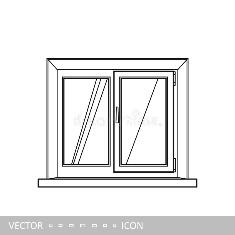 PVC Plastic Window. Vector Icon in Linear Style. Stock Vector ...