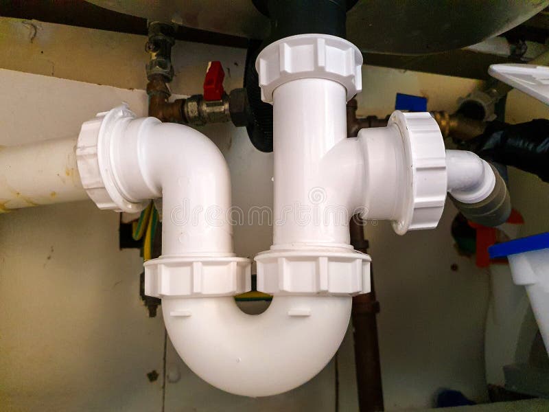 PVC Under Sink Pipe Layout stock image. Image of bend - 250508361