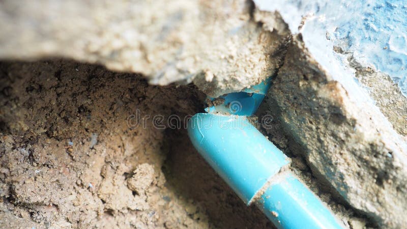 PVC Water Pipe in the Ground is Broken and How To Step of Repair Stock ...