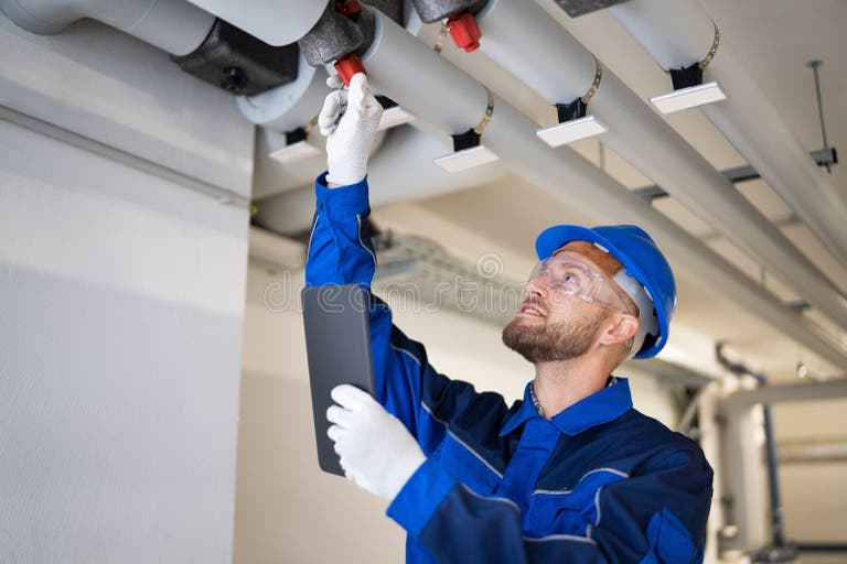 PVC Water Pipe Inspection by Construction Stock Image - Image of ...