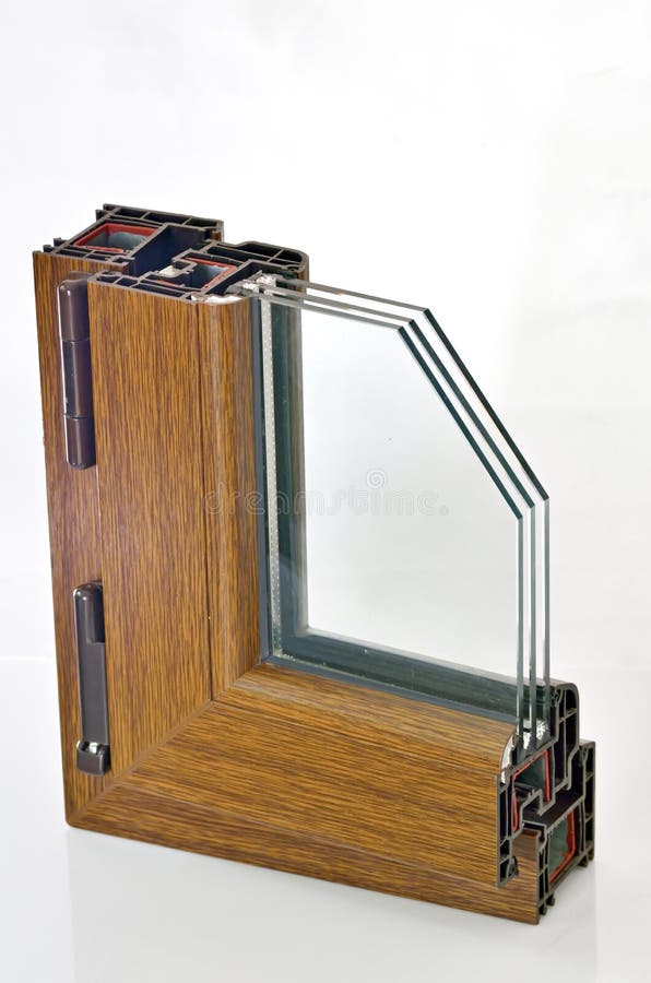 UPVC Wood Effect Double Glazing Cross Section Stock Photo - Image of ...