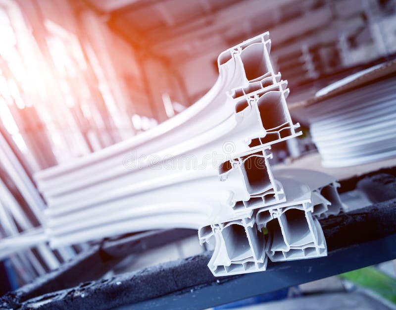 PVC Window Profile Cut. Colored Background. Details Industrial ...