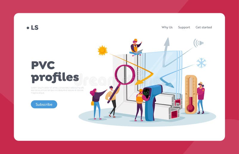 Pvc Window Profile Installation Landing Page Template. Tiny Characters ...