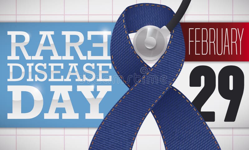 Denim Ribbon with Stethoscope and Calendar for Rare Disease Day, Vector ...