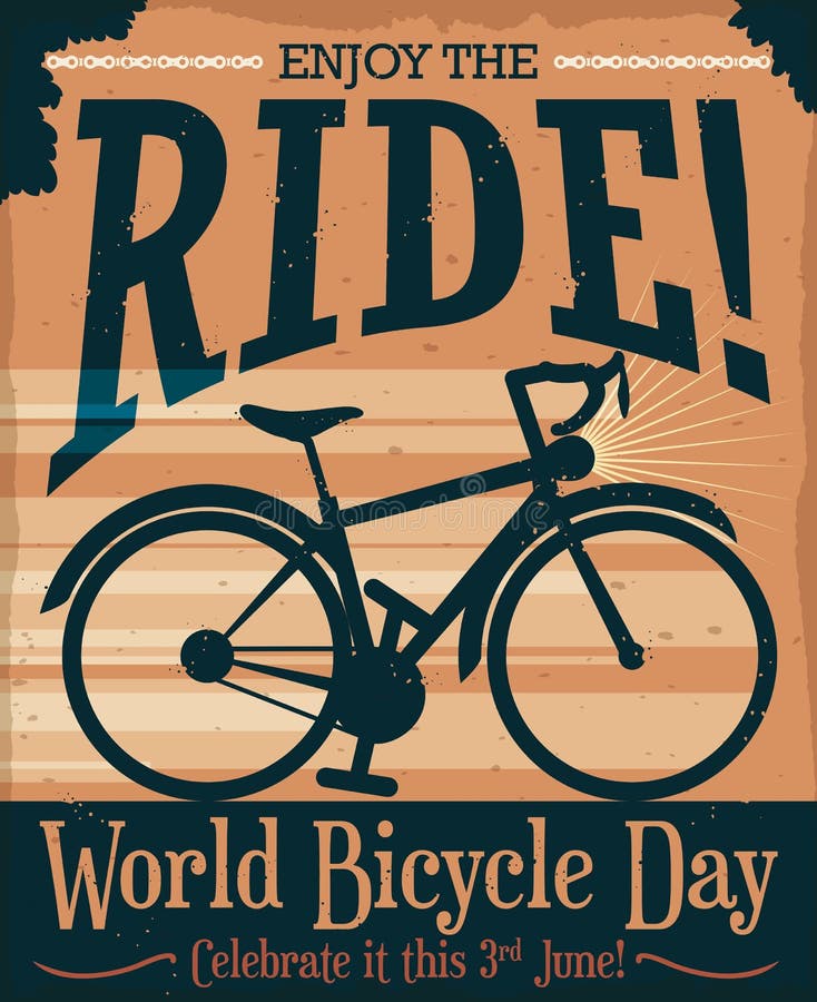 Retro Bike Promoting Enjoy the Ride during World Bicycle Day, Vector ...