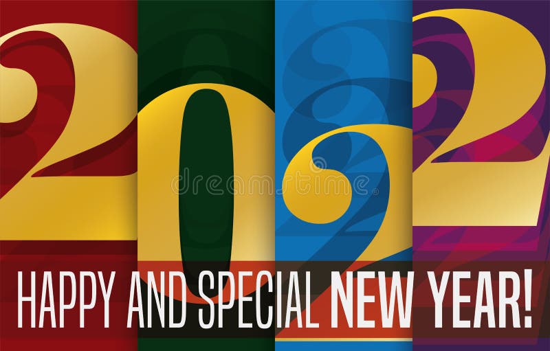 Colorful Sign with Greeting for New Year 2022, Vector Illustration ...