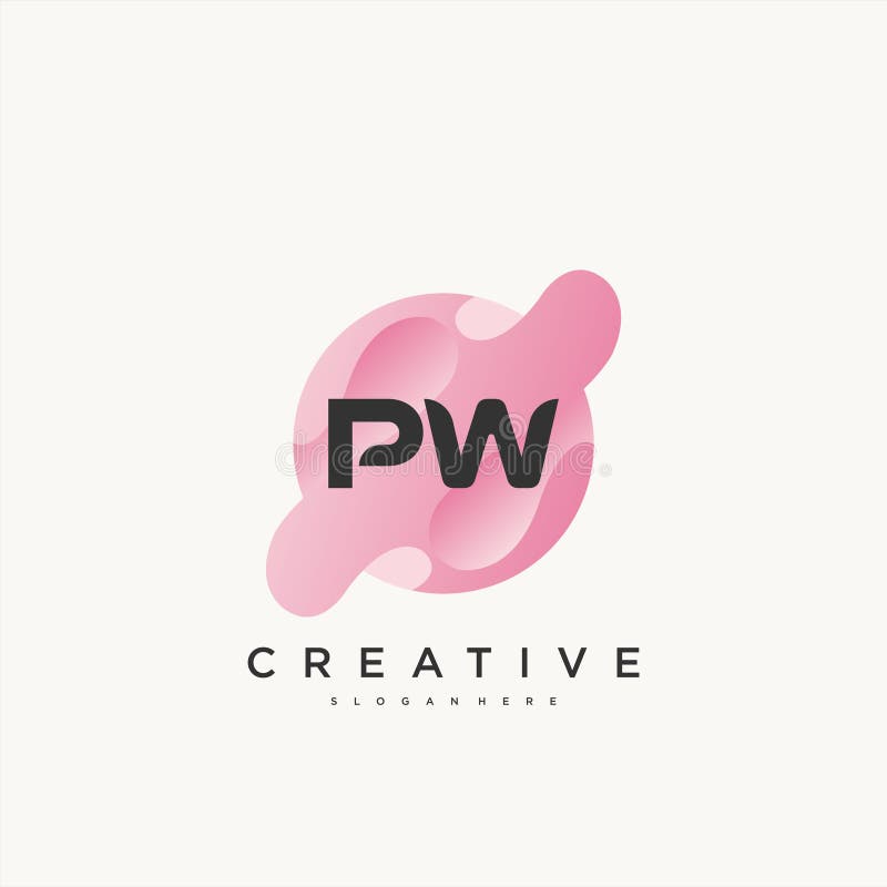 PW Initial Letter Colorful Logo Icon Design Template Elements Vector ...