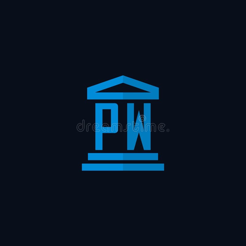 PW Initial Logo Monogram with Simple Courthouse Building Icon Design ...