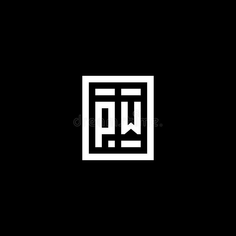 PW Initial Logo with Square Rectangular Shape Style Stock Illustration - Illustration of ...