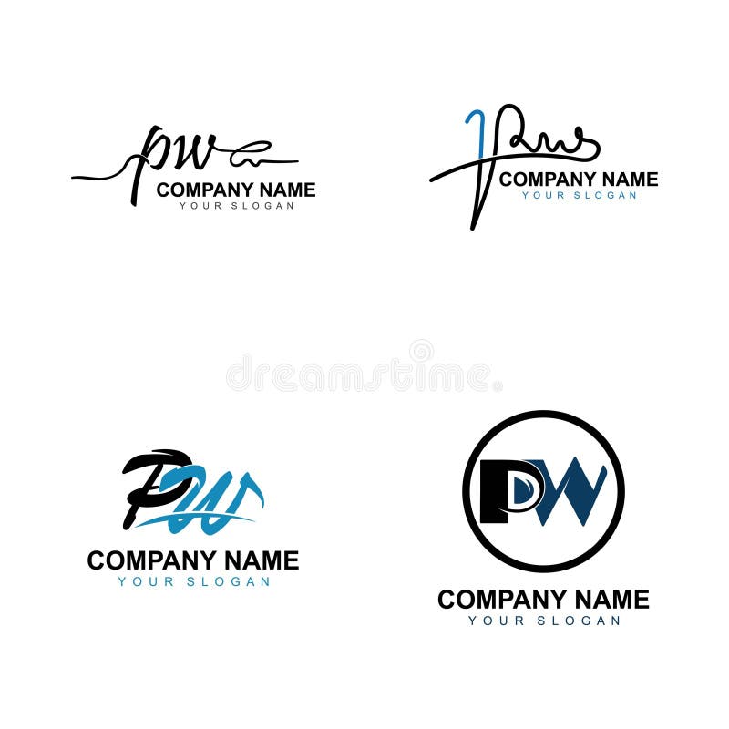 PW Initial Signature Logo. Handwriting Logo Template Stock Illustration ...