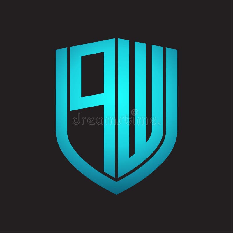 PW Logo Monogram with Emblem Shield Design Isolated with Blue Colors on ...
