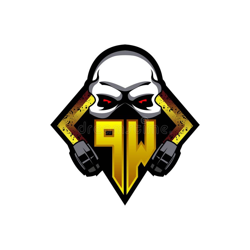 PW Logo Monogram with Skull Shape Designs Template Stock Vector ...