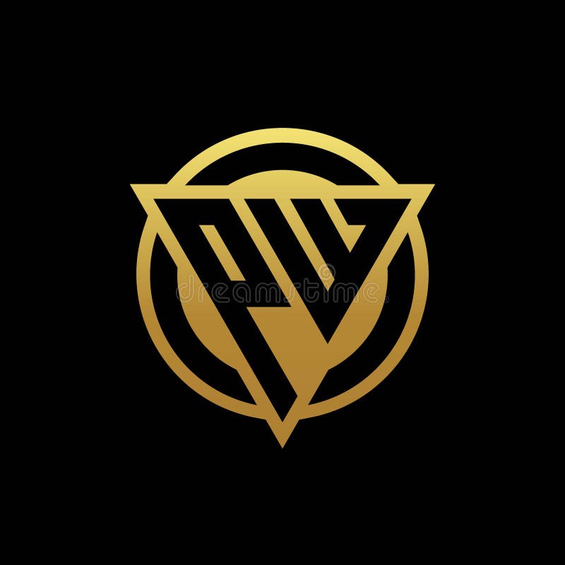 Pw Logo Monogram With Triangle Shape And Circle Rounded Isolated On Gold Colors Stock Vector