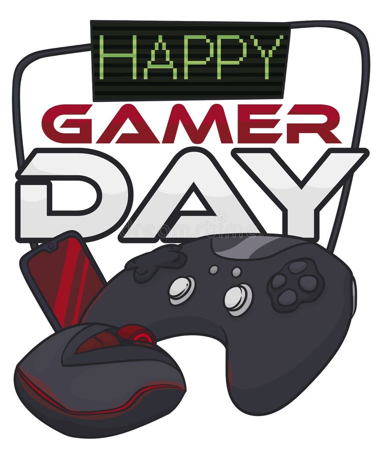 PC Mouse and Game Controller for Gamer Day Celebration, Vector ...