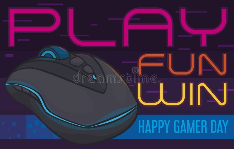 Gaming Mouse and Greeting Message for a Happy Gamer Day, Vector ...