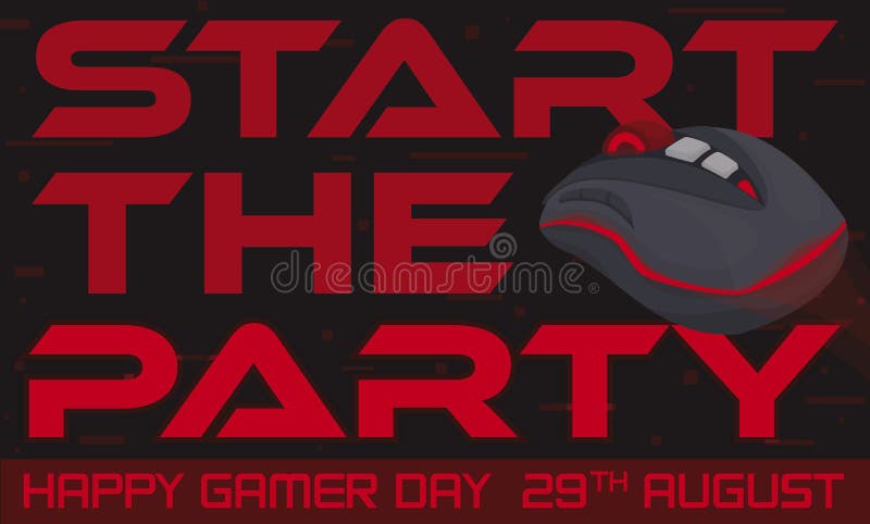 Red Design with Gamer Mouse and Greeting To Celebrate Gamer Day, Vector ...