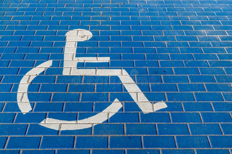 PWD Sign on a Blue Brick Road Stock Image - Image of person, rough ...