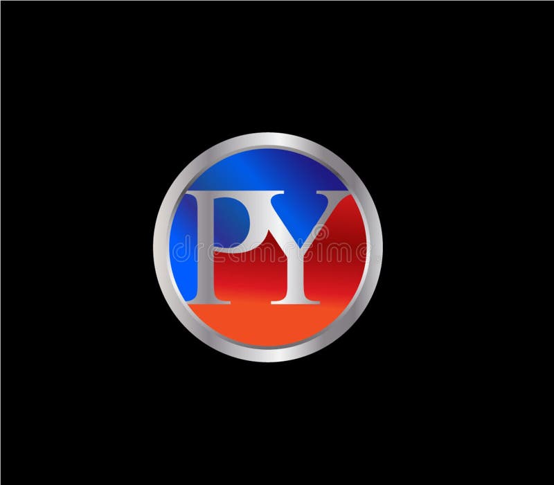 PY Initial Circle Shape Red Blue Silver Color Later Logo Design Stock ...